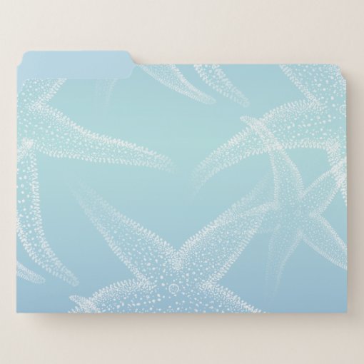 Starfish Aqua Blue Beach File Folders | Zazzle