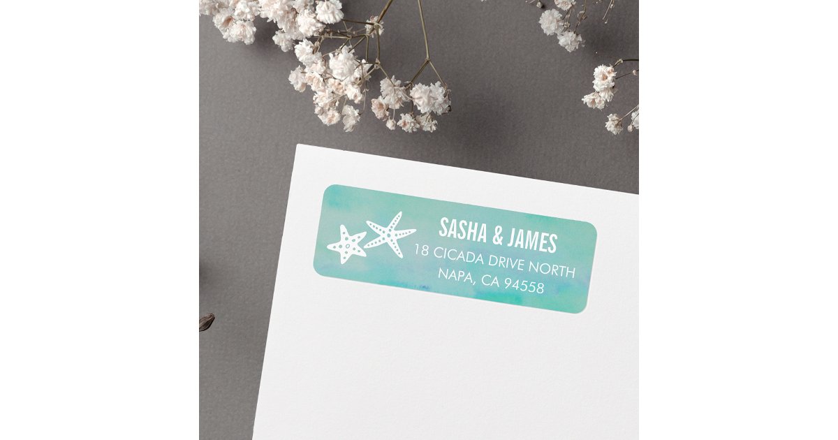 Starfish Aqua Return Address Labels | Zazzle