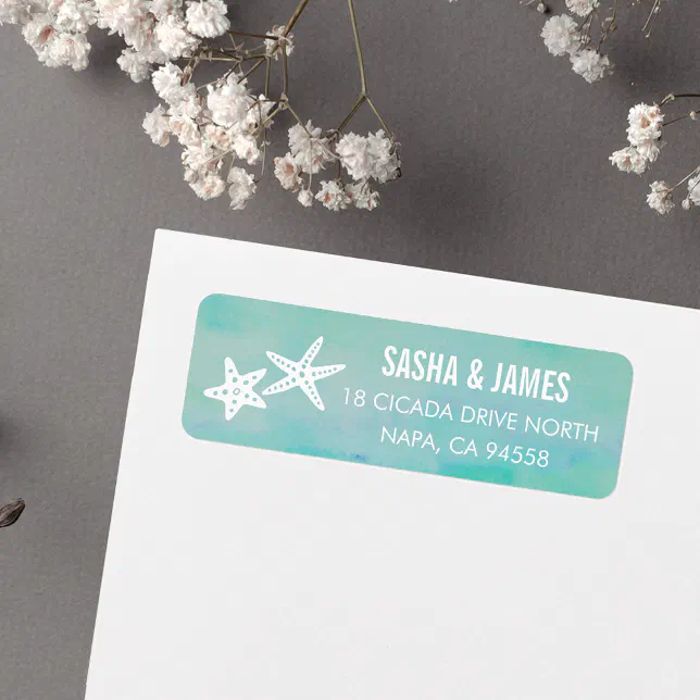 Starfish Aqua Return Address Labels | Zazzle