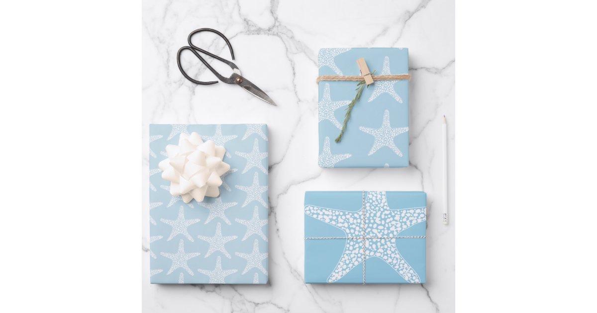 Starfish Beach Summer Nautical Pattern Wrapping Paper Sheets | Zazzle