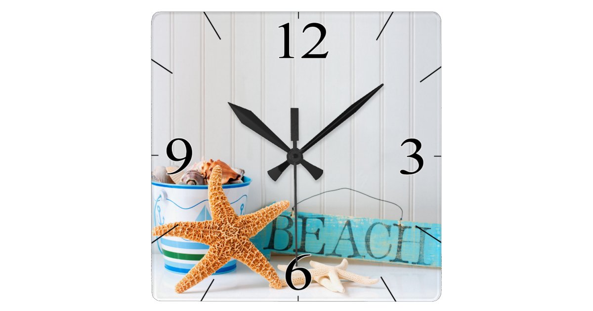 Starfish Beach Tropical Summer Square Wall Clock | Zazzle.com