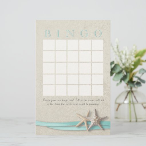 Starfish Bridal Shower Bingo | Zazzle