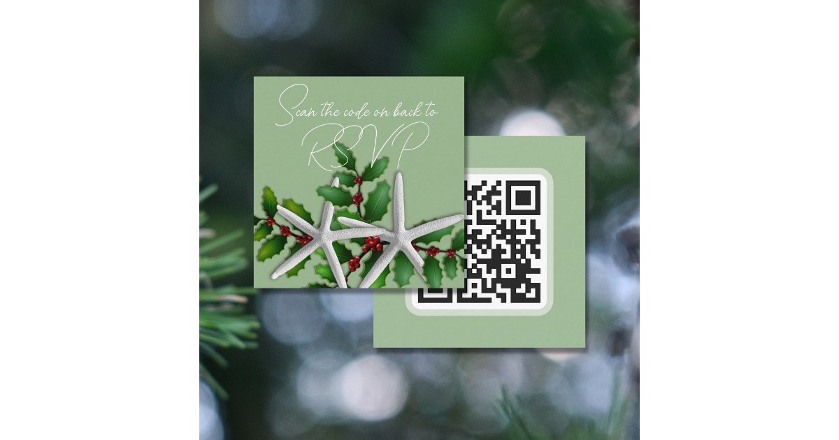 Starfish Christmas QR code RSVP Enclosure Card | Zazzle