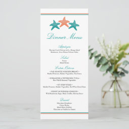 Starfish Dinner Menu | Zazzle