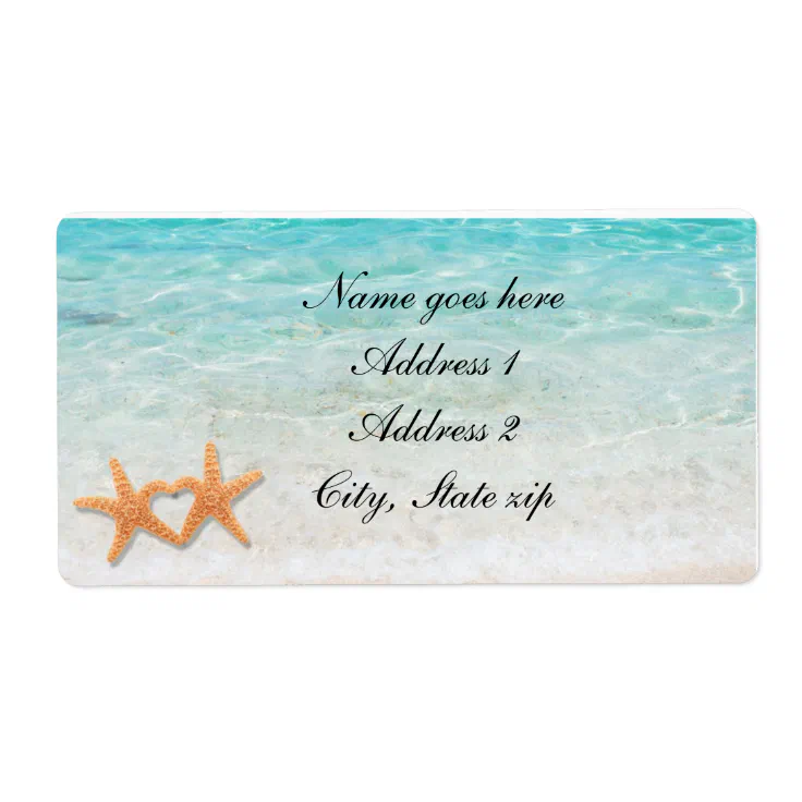 Starfish Love Beach Ocean & Sand Wedding Labels | Zazzle