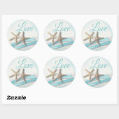 Starfish Love Ocean Blue Ribbon and Lace Classic Round Sticker | Zazzle