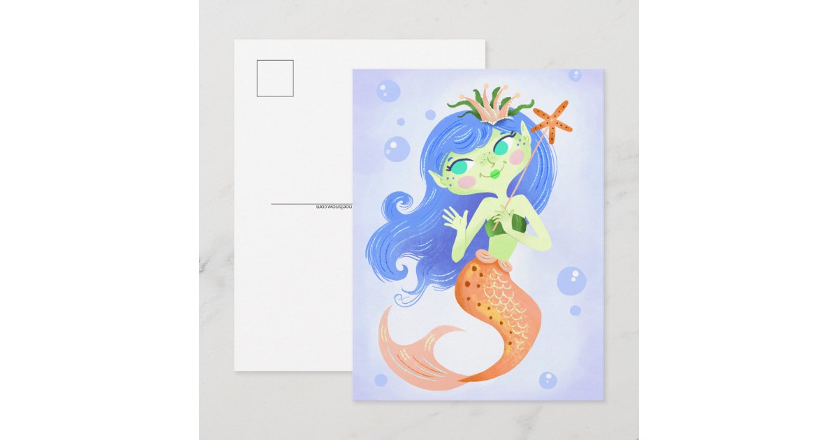 Starfish Mermaid Princess Postcard | Zazzle