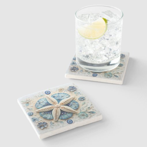 Starfish Nautical Coastal Beach Theme Stone Coaster | Zazzle