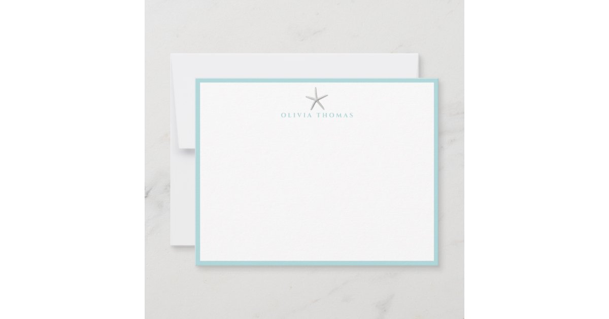Starfish nautical simple personalized Stationery Note Card | Zazzle
