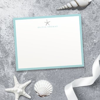 Starfish nautical simple personalized Stationery Note Card | Zazzle