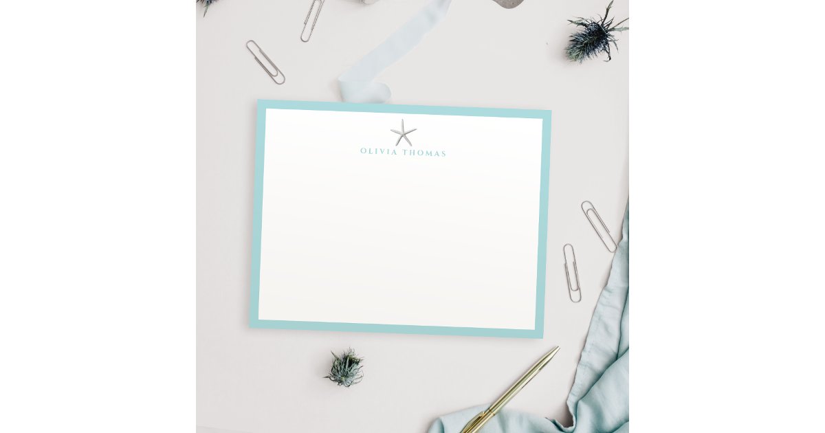 Starfish nautical simple personalized Stationery Note Card | Zazzle