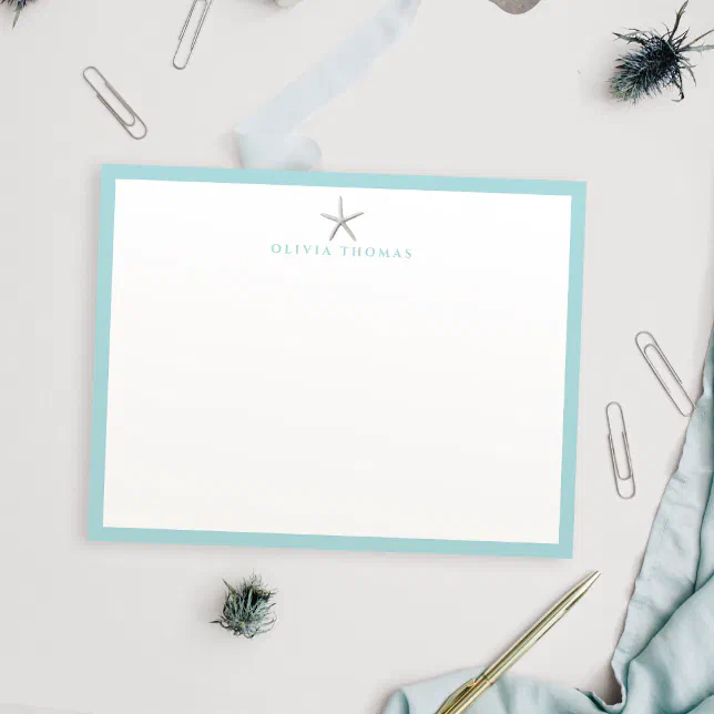Starfish nautical simple personalized Stationery Note Card | Zazzle
