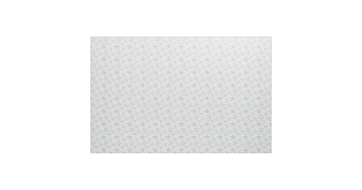 Starfish Ocean Sea Life Blue and White Pattern Fabric | Zazzle