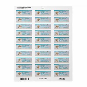Starfish Ocean Water Holiday Return Address Labels | Zazzle
