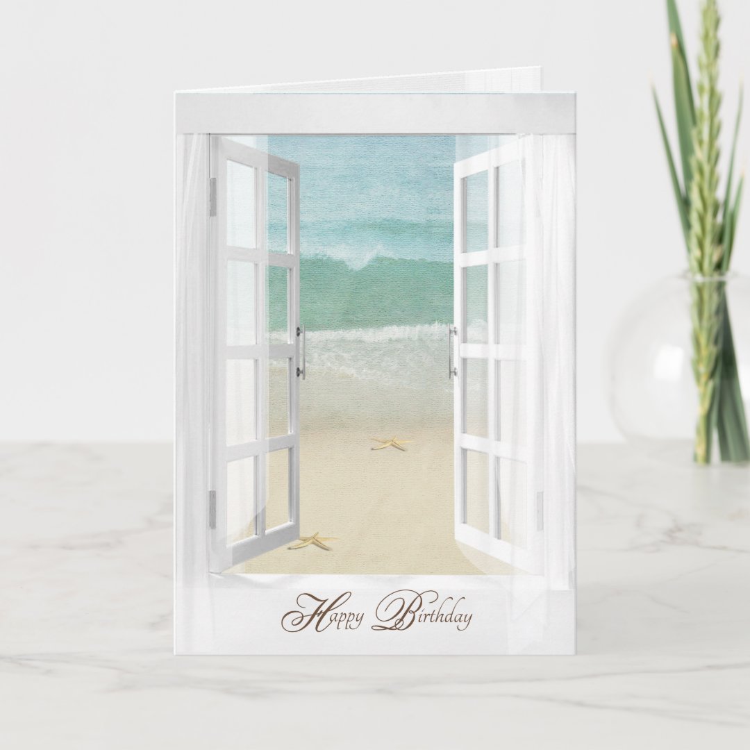starfish ocean window birthday card | Zazzle