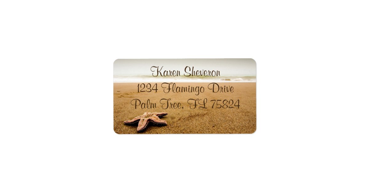 Starfish on a Sandy Beach Address Labels | Zazzle