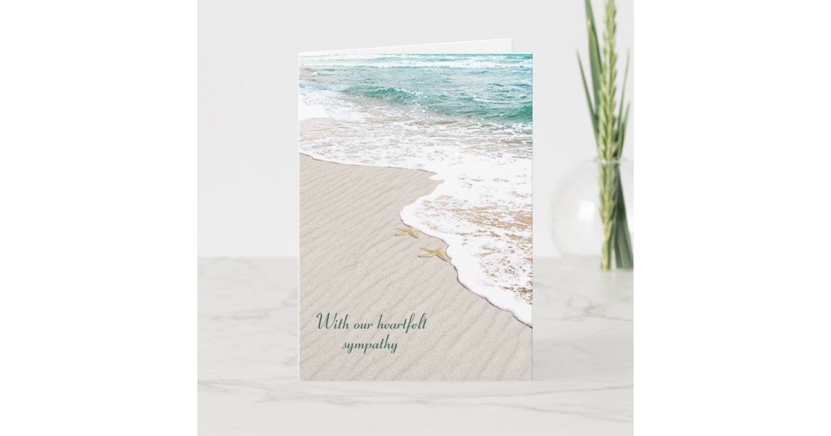 Starfish on Ocean Beach Sympathy Card | Zazzle