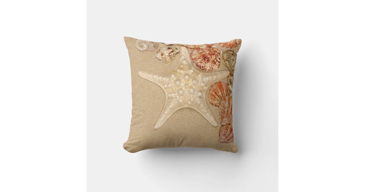 Starfish on Sand Throw Pillow | Zazzle