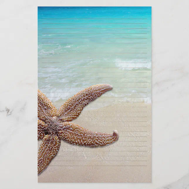 Starfish on the Beach Lined Writing Paper | Zazzle