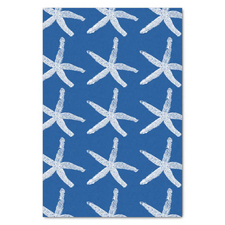 Starfish Pattern Beach Nautical Coastal Navy Blue Tissue Paper | Zazzle