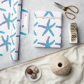 Starfish Pattern Teal Pink White Beach Christmas Wrapping Paper | Zazzle