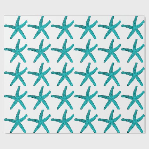 Starfish Patterns Teal Blue Black Custom Christmas Wrapping Paper | Zazzle