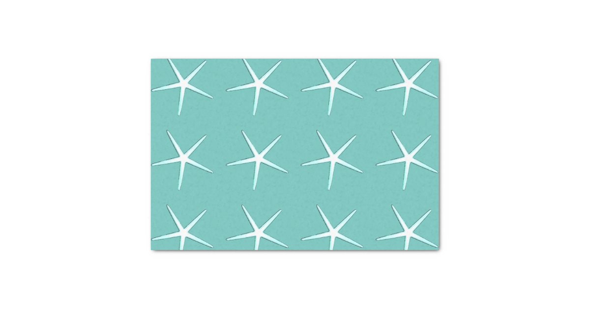 Starfish Patterns Teal Blue White Cute Nautical Tissue Paper | Zazzle