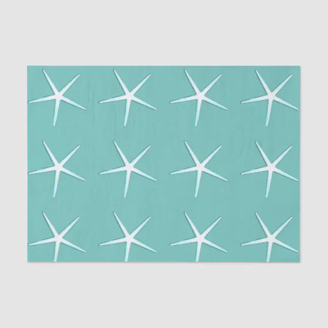 Starfish Patterns Teal Blue White Cute Nautical Tissue Paper | Zazzle