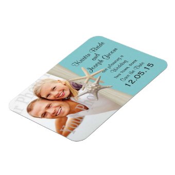 Starfish Rustic Aqua Blue Save the Date Photo Magnet | Zazzle