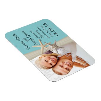 Starfish Rustic Aqua Blue Save the Date Photo Magnet | Zazzle