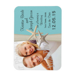 Starfish Rustic Aqua Blue Save the Date Photo Magnet | Zazzle