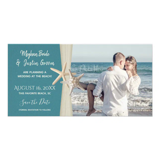 Starfish Rustic Beach Wedding Card | Zazzle