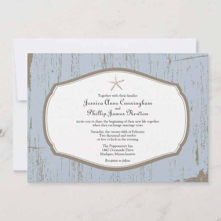 Starfish Rustic Beach Wedding Invitation | Zazzle.com