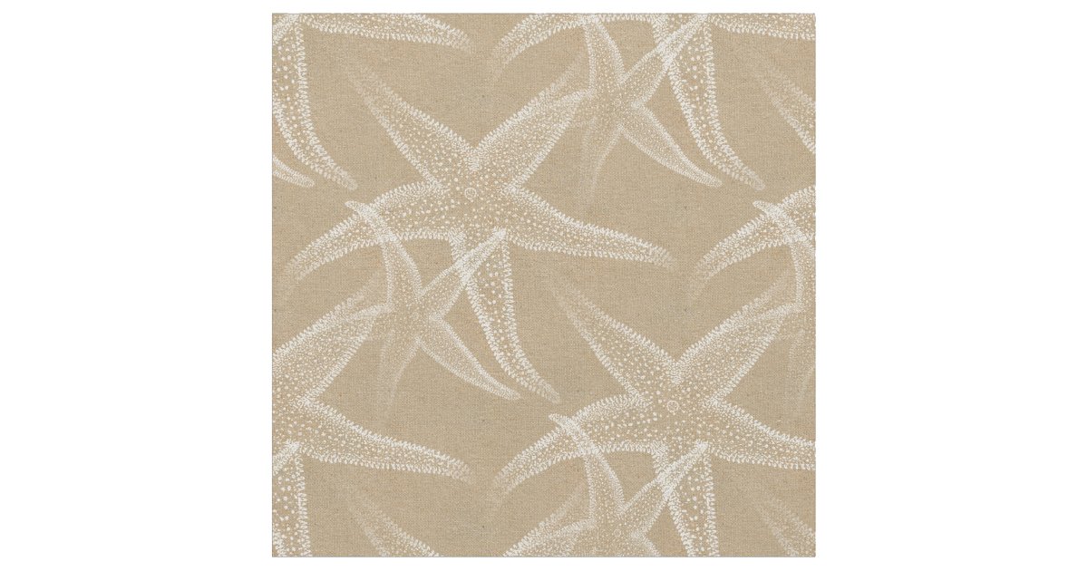 Starfish Sand Beach Fabric | Zazzle