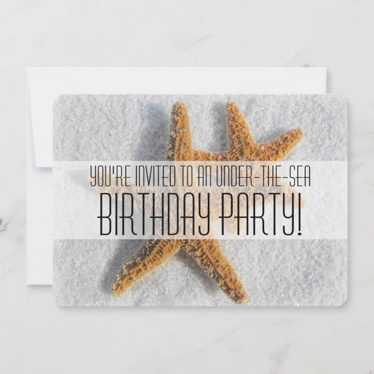 Starfish Sand Beach Ocean Theme Birthday Party Invitation | Zazzle