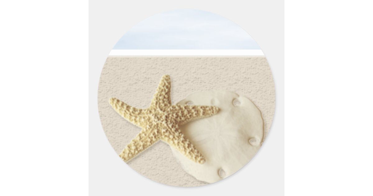 Starfish & Sand Dollar Classic Round Sticker | Zazzle