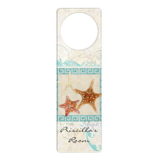 Starfish Sea Shells Ocean Greek Key Pattern Beach Door Hanger | Zazzle.com
