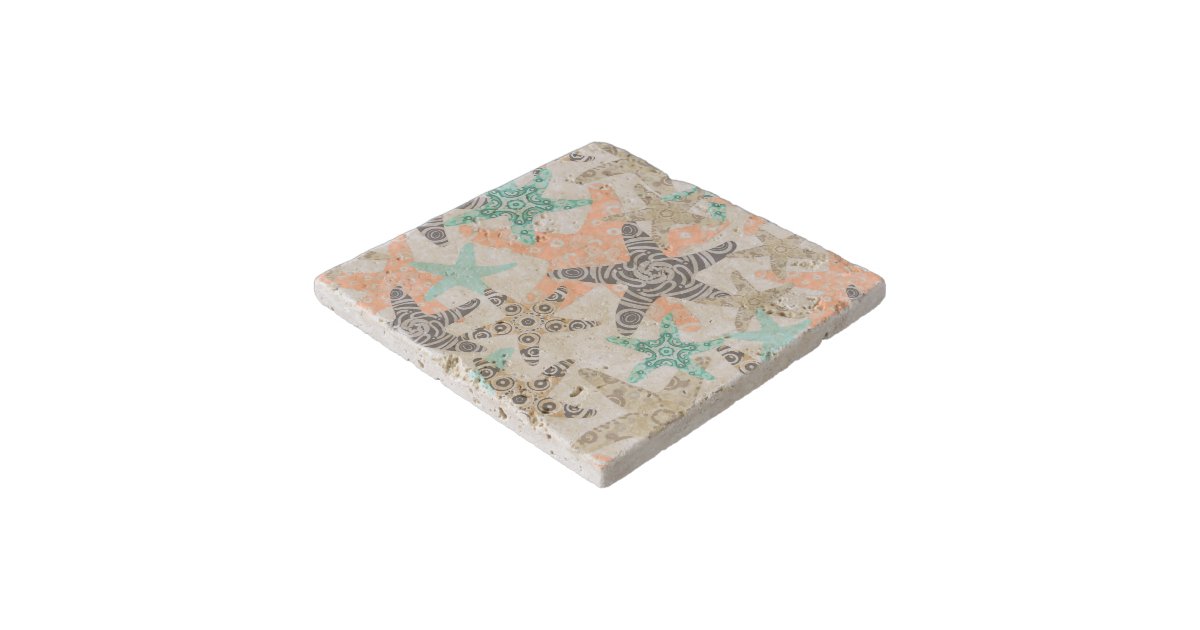 Starfish Seamless Pattern Trivet Tile | Zazzle