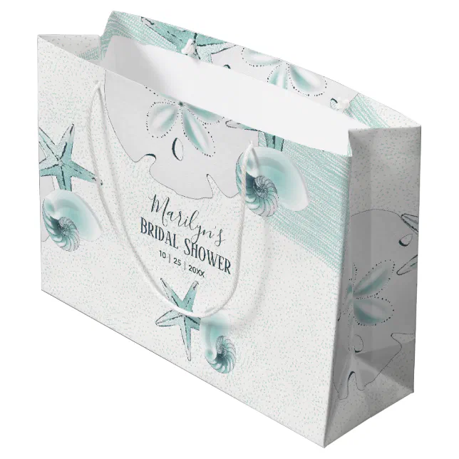 Starfish Shells Modern Elegant Beach Wedding Party Large Gift Bag | Zazzle