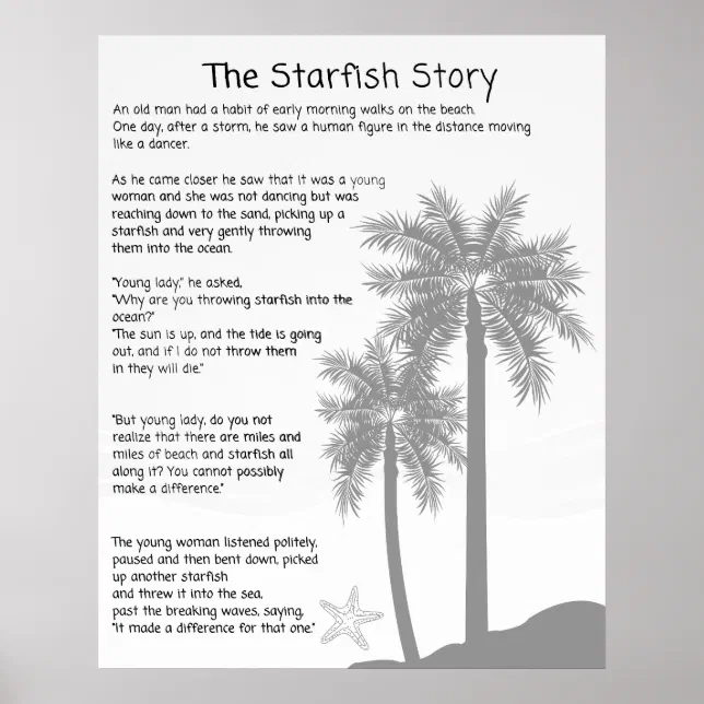 Starfish Story, Starfish Thrower, Starfish Poem Poster | Zazzle