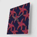 Starfish Style Pattern Square Wall Clock | Zazzle