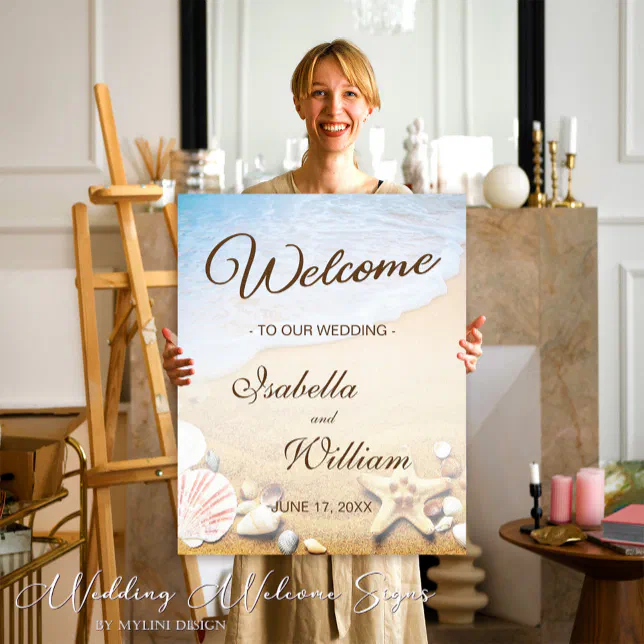 Starfish Tropical Beach Wedding Welcome Sign | Zazzle