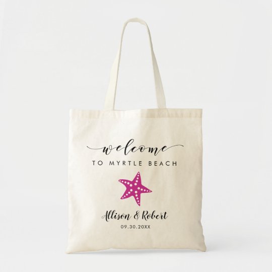 Starfish Wedding Welcome Bag, Beach, Fuchsia Pink Tote Bag | Zazzle.com
