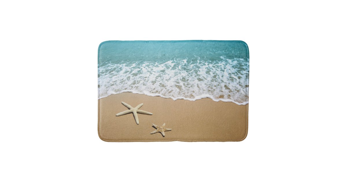 Starfish White Sand Beach Ocean Bath Mat | Zazzle