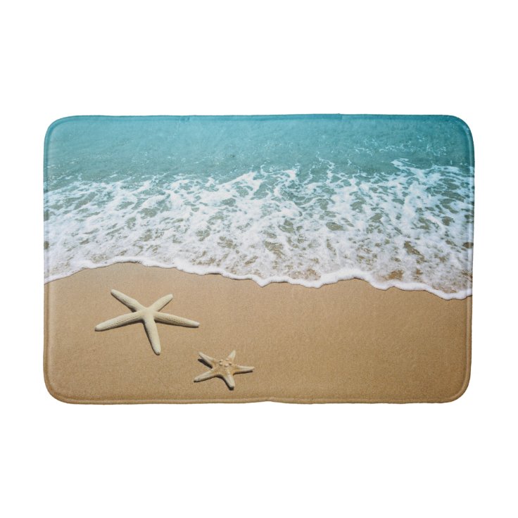 Starfish White Sand Beach Ocean Bath Mat | Zazzle