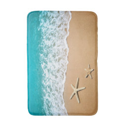 Starfish White Sand Beach Ocean Bath Mat | Zazzle