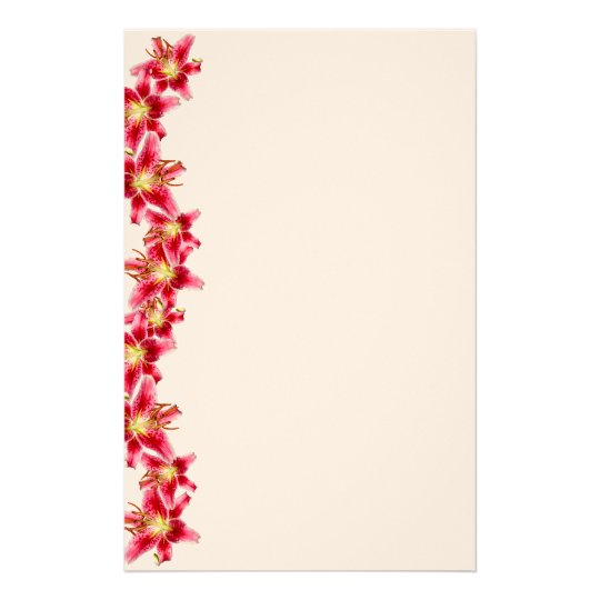 Stargazer Lily Border Stationary Paper | Zazzle.com