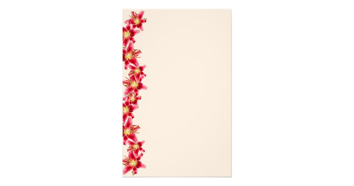Stargazer Lily Border Stationary Paper | Zazzle.com