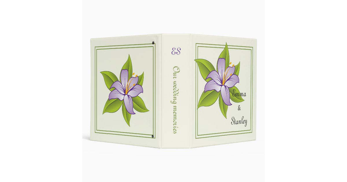 Stargazer lily lilac purple wedding custom binder | Zazzle