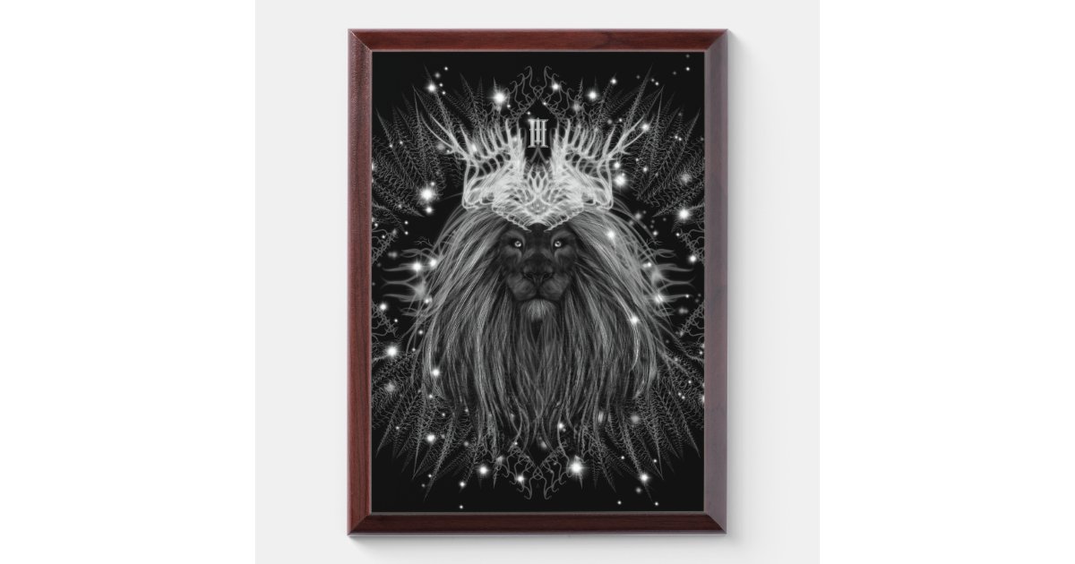 Starlight Lion with Crown Monogram Award Plaque | Zazzle